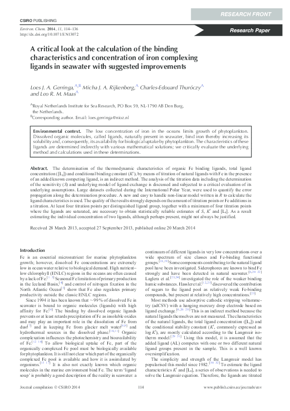 (PDF) A critical look at the calculation of the binding characteristics ...