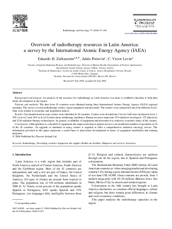 (PDF) Assessment of the Radiation Therapy Model in the Dominican ...