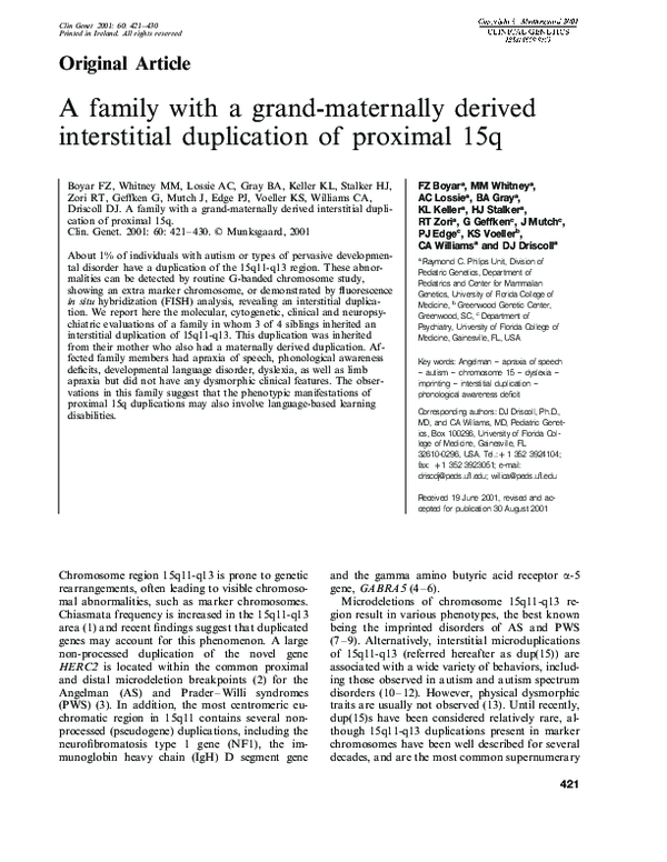 A family with a grand-maternally derived interstitial duplication of ...