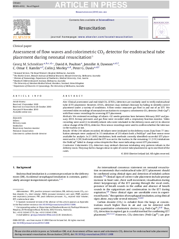 (PDF) Assessment of flow waves and colorimetric CO2 detector for ...