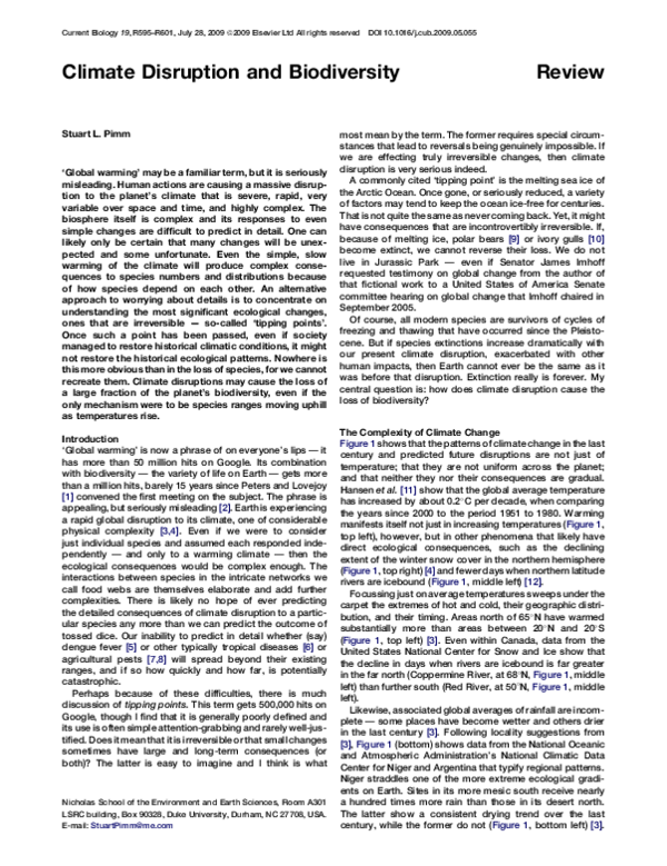 (PDF) Climate Disruption and Biodiversity