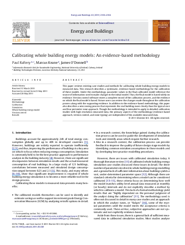 Pdf Calibrating Whole Building Energy Models An Evidence Based Methodology
