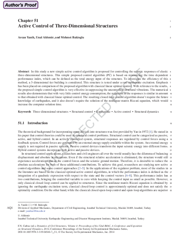 (PDF) Active Control of Three-Dimensional Structures