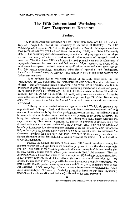 (PDF) The Fifth International Workshop on Low Temperature Detectors