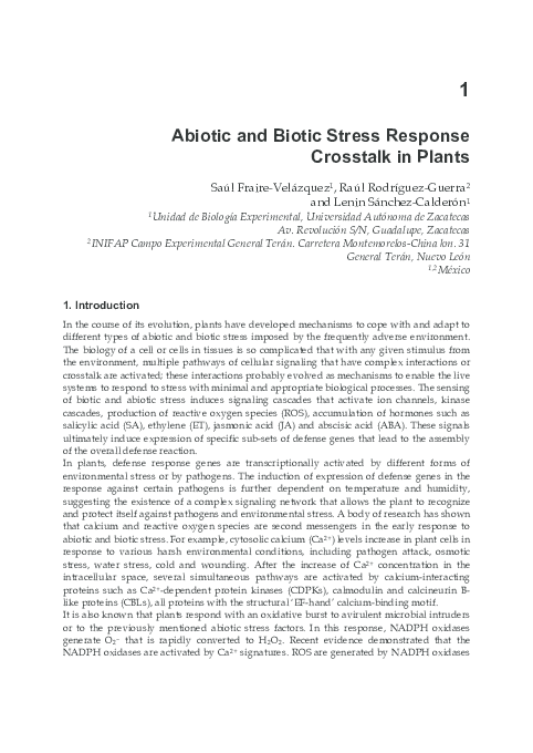 (PDF) Abiotic and Biotic Stress Response Crosstalk in Plants