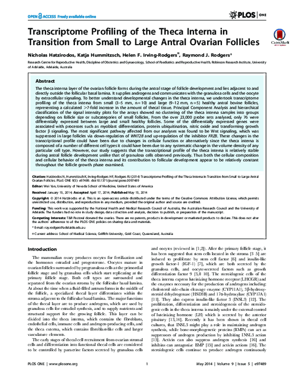 (PDF) Transcriptome Profiling of the Theca Interna in Transition from ...
