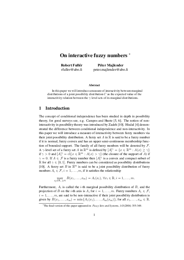(PDF) On interactive fuzzy numbers