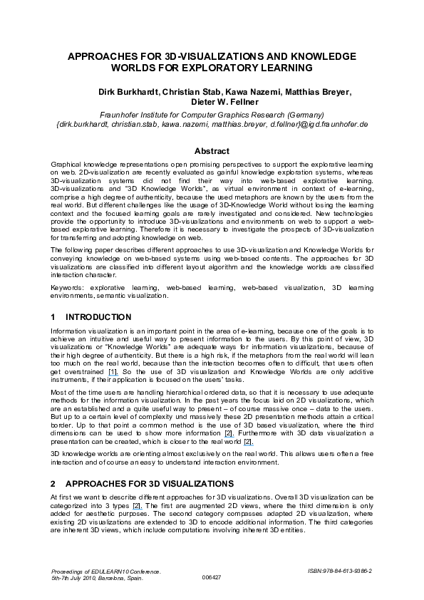 (PDF) APPROACHES FOR 3D-VISUALIZATIONS AND KNOWLEDGE WORLDS FOR ...