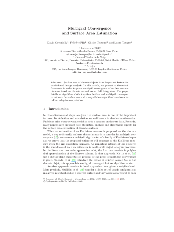 (PDF) Multigrid Convergence and Surface Area Estimation