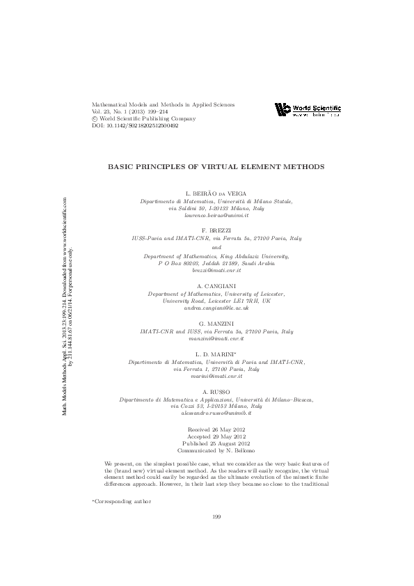 (PDF) BASIC PRINCIPLES OF VIRTUAL ELEMENT METHODS