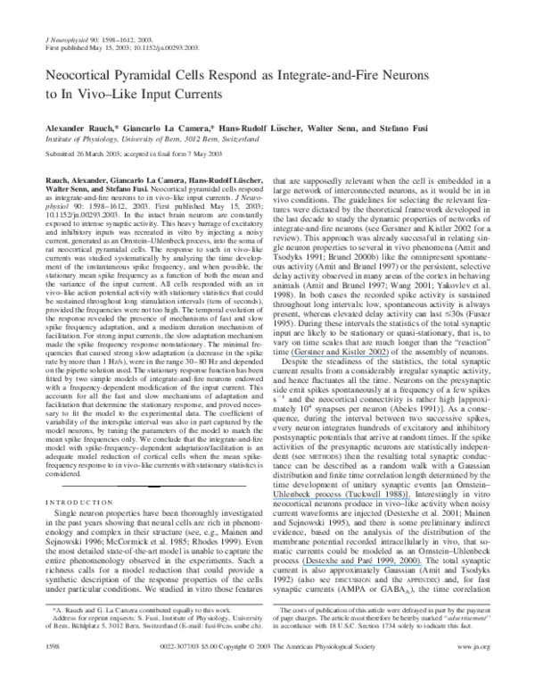 (PDF) Neocortical Pyramidal Cells Respond as Integrate-and-Fire Neurons ...