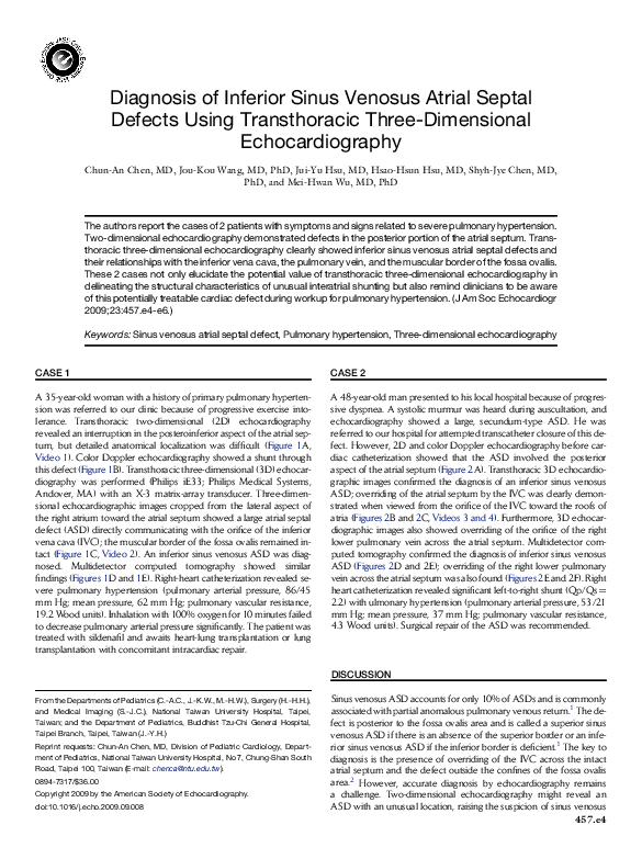 (PDF) Diagnosis of Inferior Sinus Venosus Atrial Septal Defects Using ...