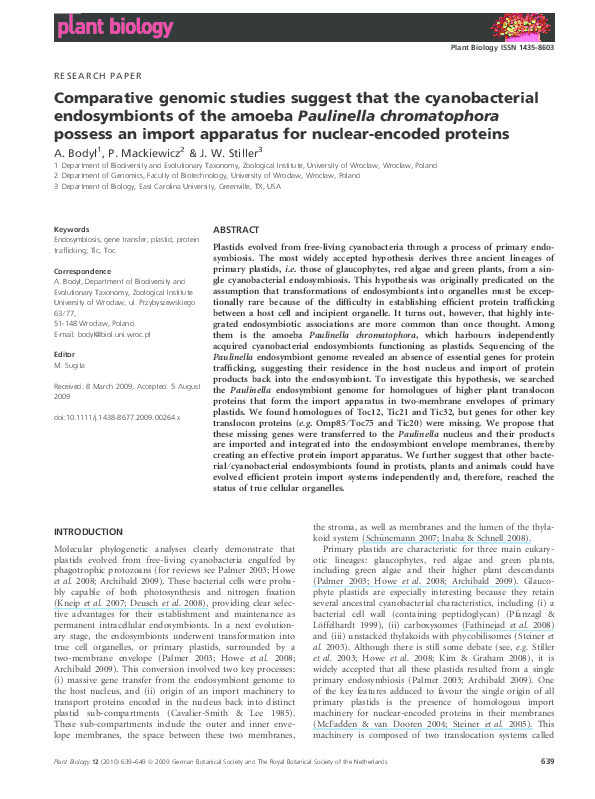 (PDF) Comparative genomic studies suggest that the cyanobacterial ...