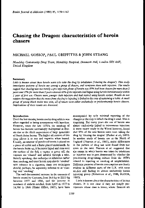 (PDF) Chasing the Dragon: characteristics of heroin chasers