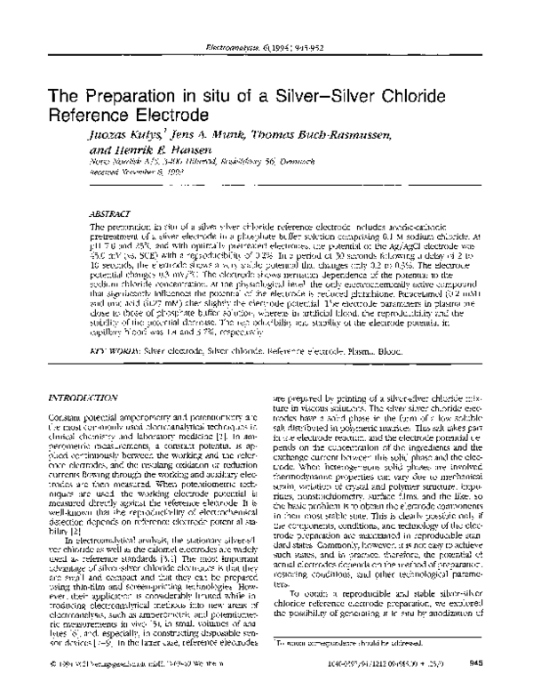 (PDF) The preparation in situ of a silver-silver chloride reference ...
