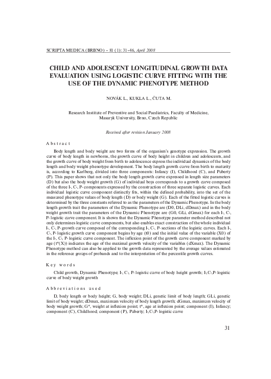 (PDF) Child and Adolescent Longitudinal Growth Data Evaluation Using Logistic Curve Fitting with ...