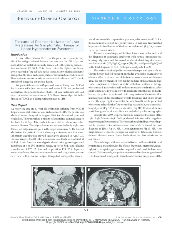 (PDF) Transarterial Chemoembolization of Liver Metastases As Symptomatic Therapy of Lipase ...