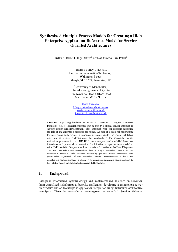 (PDF) Synthesis of Multiple Process Models for Creating a Rich Enterprise Application Reference ...