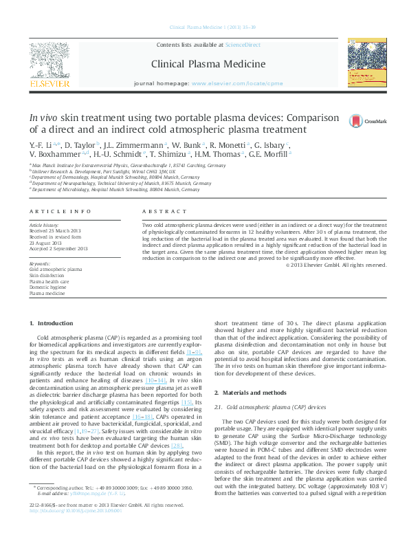 (PDF) In vivo skin treatment using two portable plasma devices ...