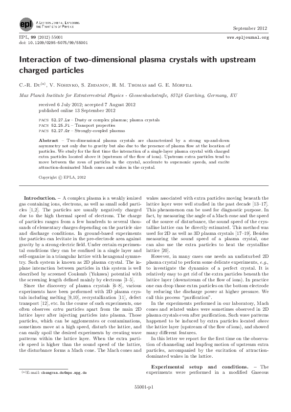(PDF) Interaction of two-dimensional plasma crystals with upstream ...