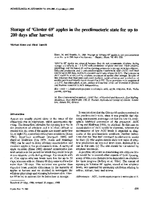 (PDF) Storage of 'Gloster 69' apples in the preclimacteric state for up ...
