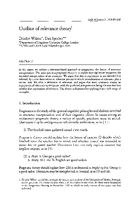 (PDF) Outline of relevance theory