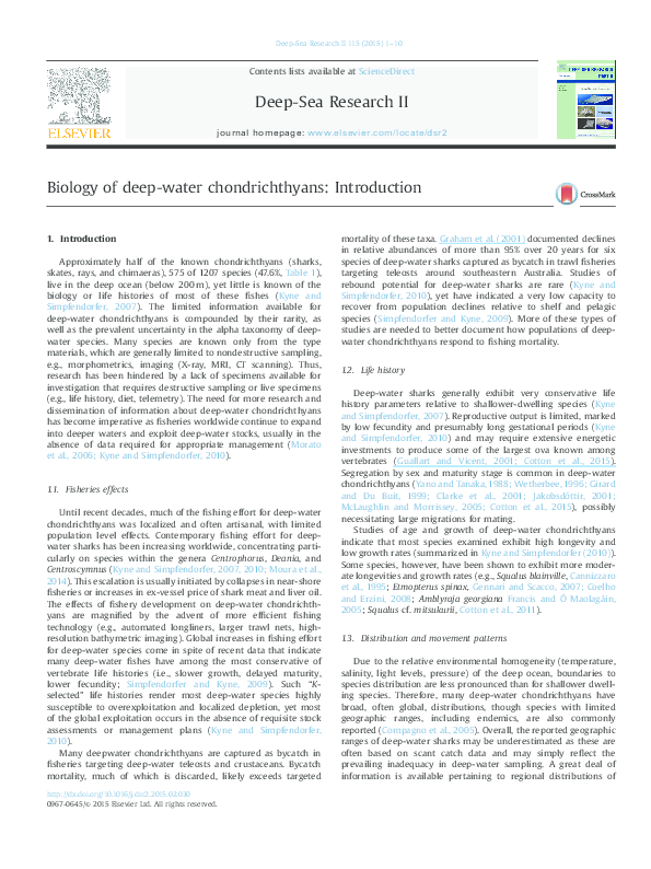 (PDF) Biology of deep-water chondrichthyans: Introduction