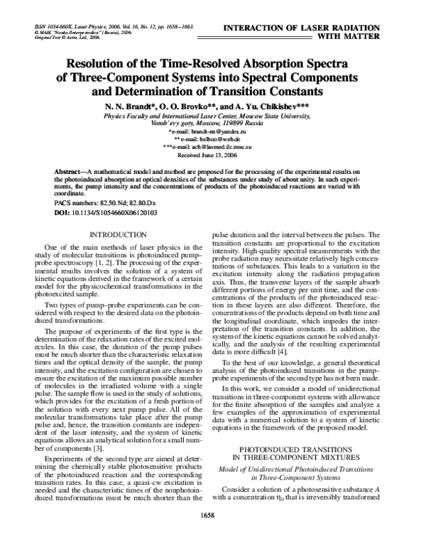 (PDF) Resolution of the time-resolved absorption spectra of three ...
