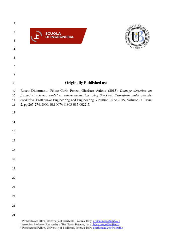 (PDF) Damage detection on framed structures: modal curvature evaluation using Stockwell ...
