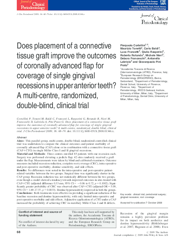 (PDF) Does placement of a connective tissue graft improve the outcomes ...