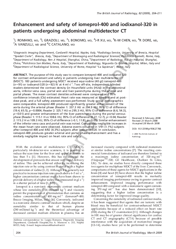 (PDF) Enhancement and safety of iomeprol-400 and iodixanol-320 in ...