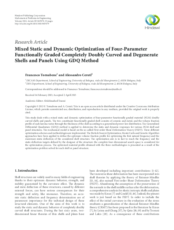 (PDF) Mixed Static and Dynamic Optimization of Four-Parameter Functionally Graded Completely ...