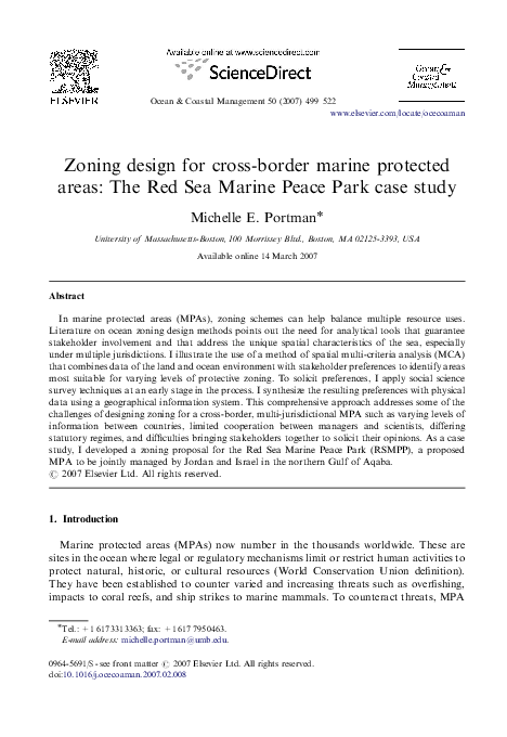 (PDF) Zoning design for cross-border marine protected areas: The Red ...