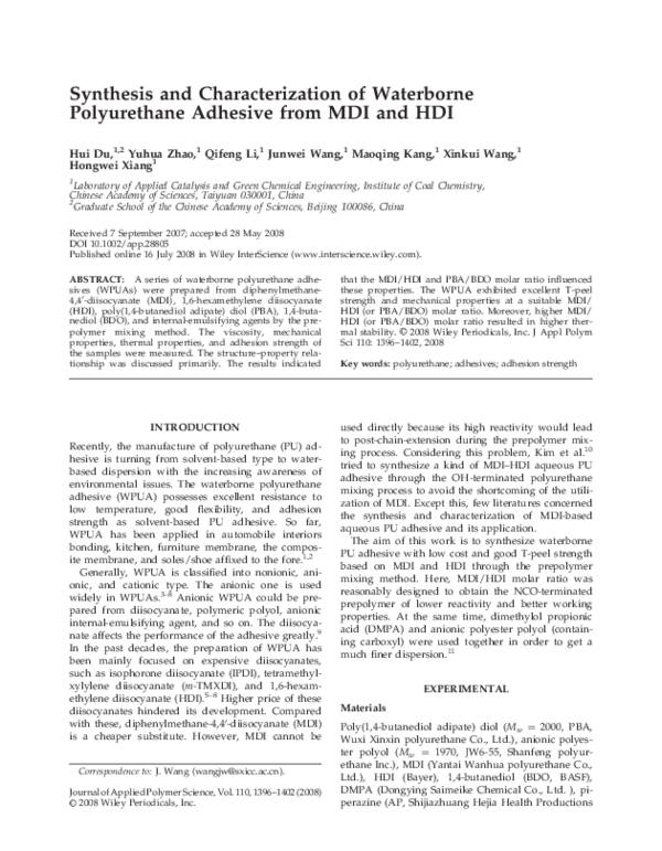 (PDF) Synthesis and characterization of water-borne crosslinked ...