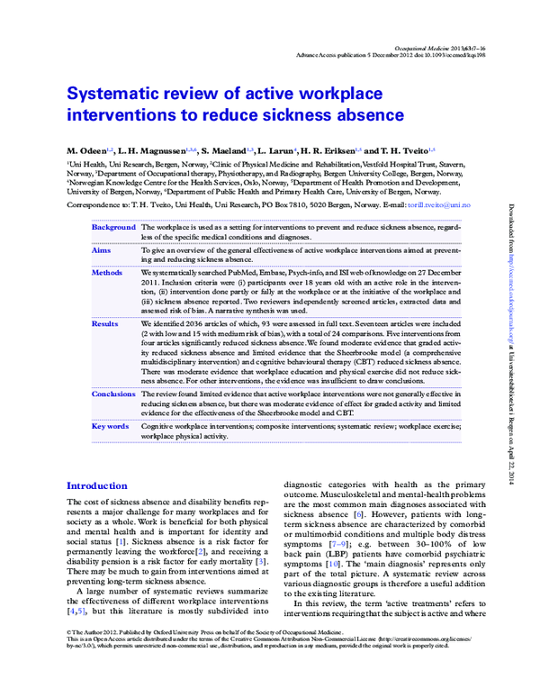 (PDF) Systematic review of active workplace interventions to reduce ...