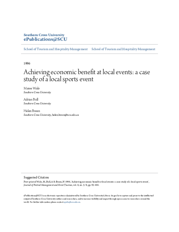 (PDF) Achieving Economic Benefits at Local Events: A Case Study of a ...
