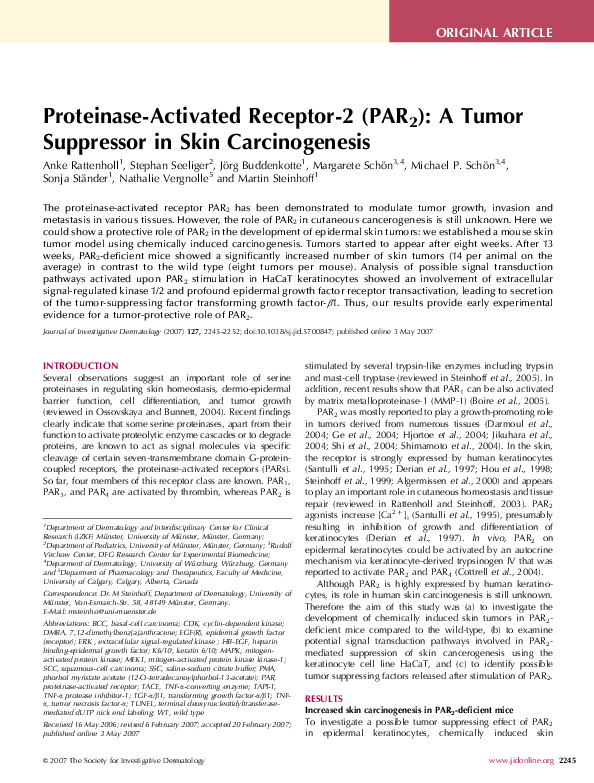 (PDF) Proteinase-Activated Receptor-2 (PAR2): A Tumor Suppressor in ...
