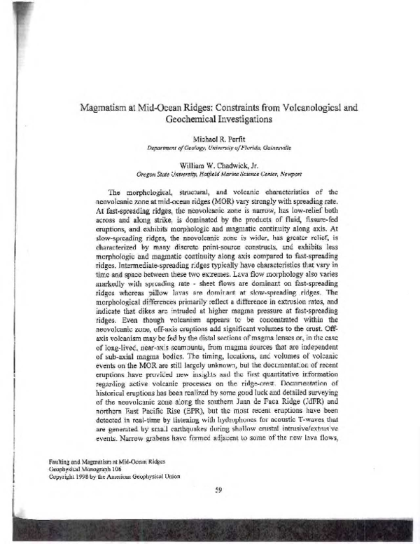 (PDF) Magmatism at mid-ocean ridges: Constraints from volcanological ...