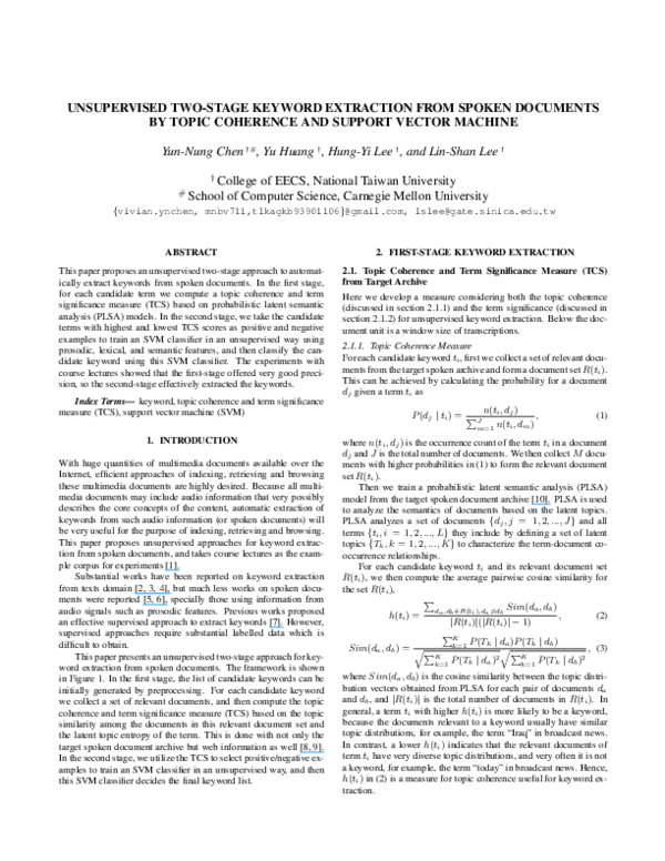 (PDF) Unsupervised two-stage keyword extraction from spoken documents by topic coherence and ...