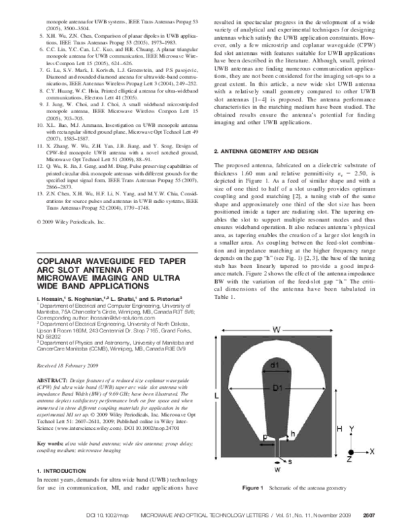 (PDF) Coplanar waveguide fed taper arc slot antenna for microwave ...