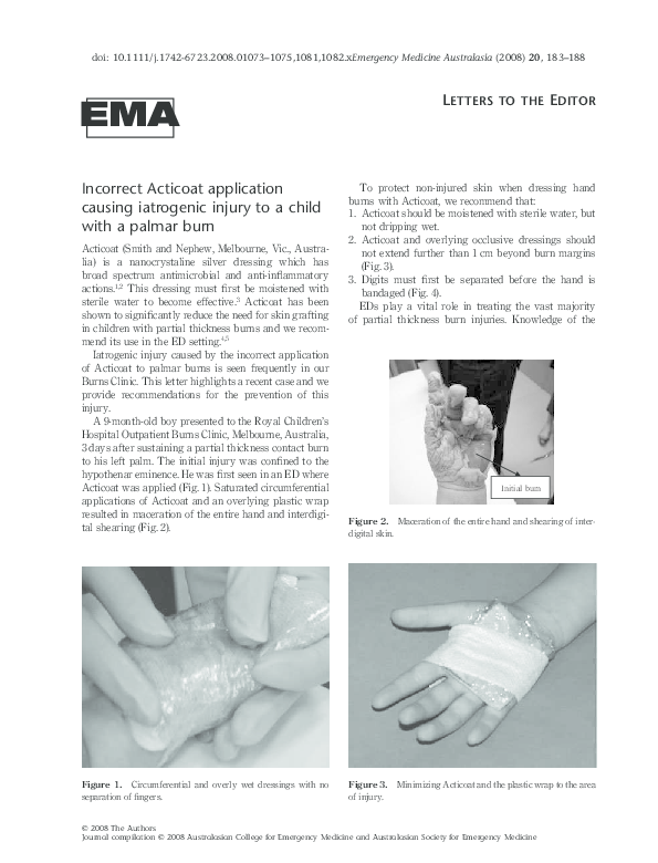 (PDF) Incorrect Acticoat application causing iatrogenic injury to a ...