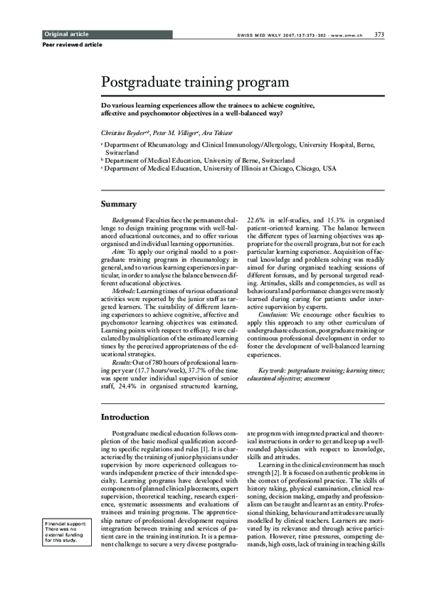 (PDF) Postgraduate training program