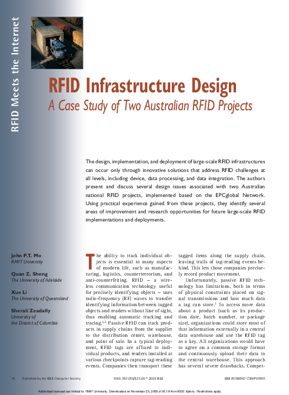 (PDF) RFID Infrastructure Design: A Case Study of Two Australian RFID ...