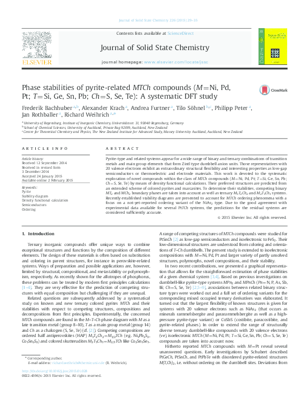(PDF) Phase Stabilities of pyrite-related MTCh Compounds (M=Ni, Pd, pt ...