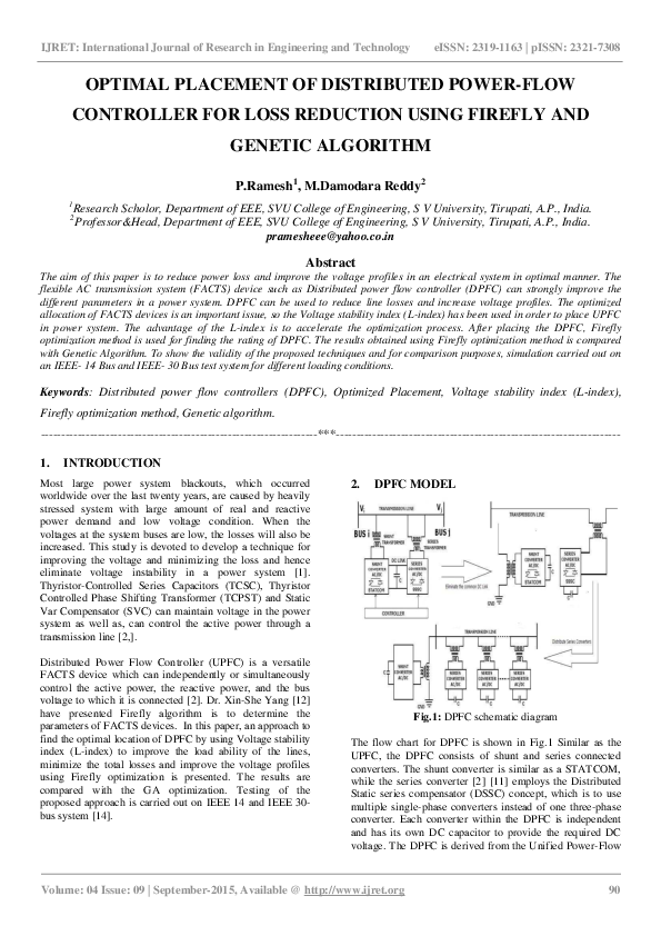 (PDF) OPTIMAL PLACEMENT OF DISTRIBUTED POWER-FLOW CONTROLLER FOR LOSS REDUCTION USING FIREFLY ...