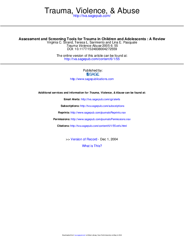 (PDF) Assessment and Screening Tools for Trauma in Children and ...