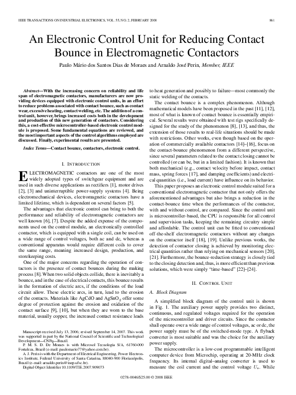 (PDF) An Electronic Control Unit for Reducing Contact Bounce in ...
