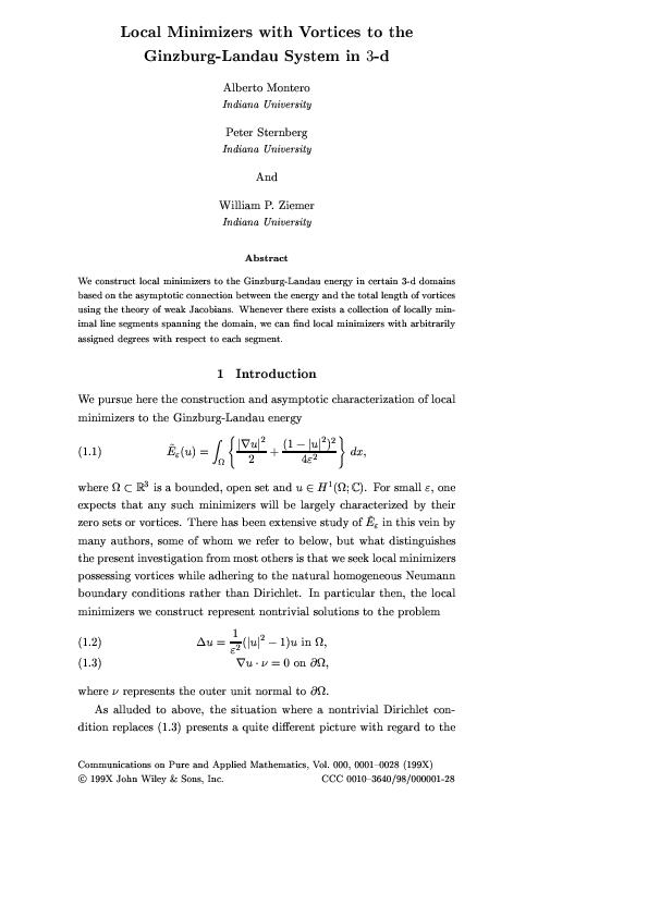 (PDF) Local minimizers with vortices to the Ginzburg-Landau system in ...