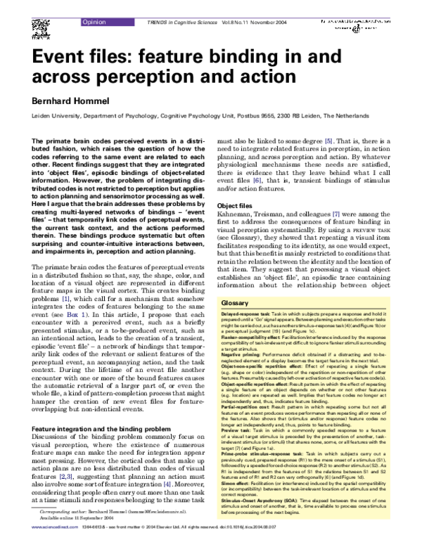 (PDF) Event files: feature binding in and across perception and action