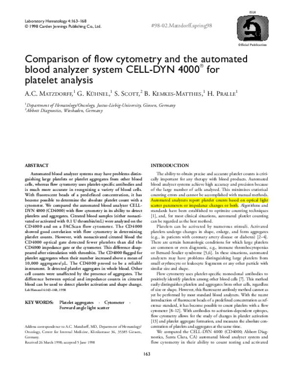 (PDF) 1998, Comparison of flow cytometry and the automated blood ...